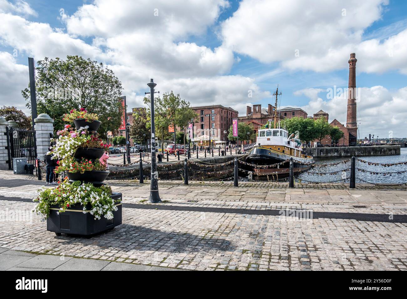 This colourful street scene image in Liverpool around the famous Albert ...