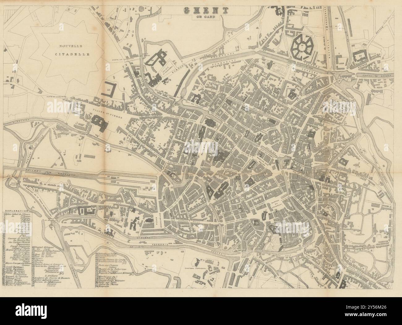 Ghent or Gand town city plan. Belgium. BRADSHAW c1853 old antique map ...