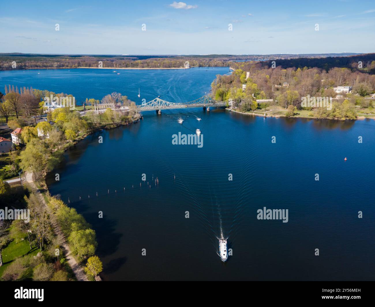 Top view of the Glienicke Bridge, which spans the Havel between ...