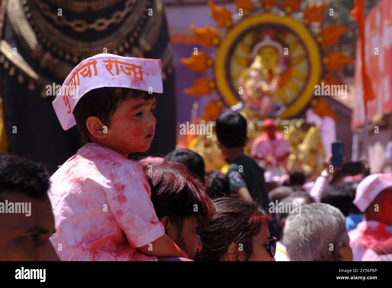Pune, India - September 17, 2024, Pune Ganpati Visarjan Procession with ...