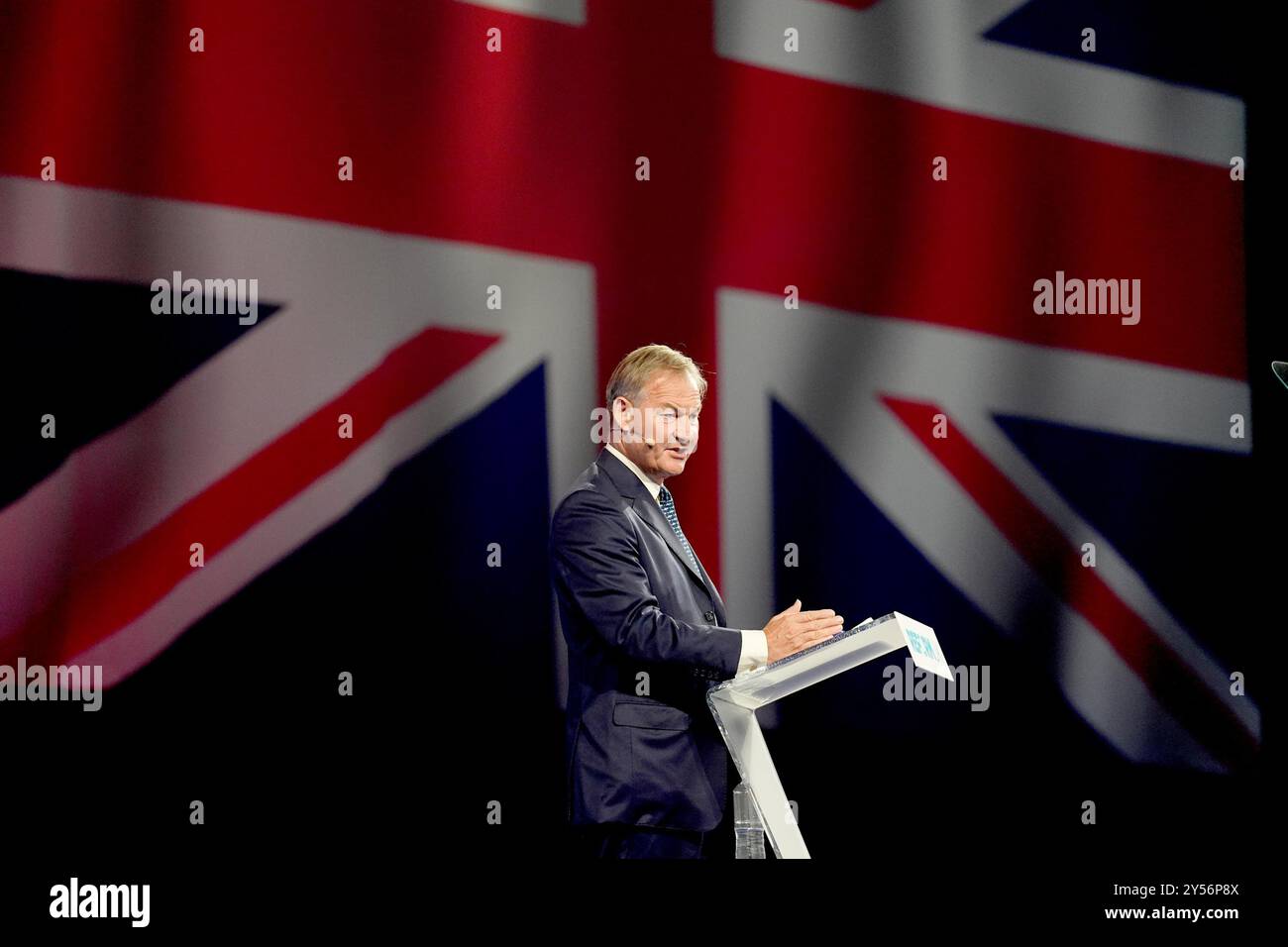 Reform UK MP Rupert Lowe speaks at the party's annual conference at the ...