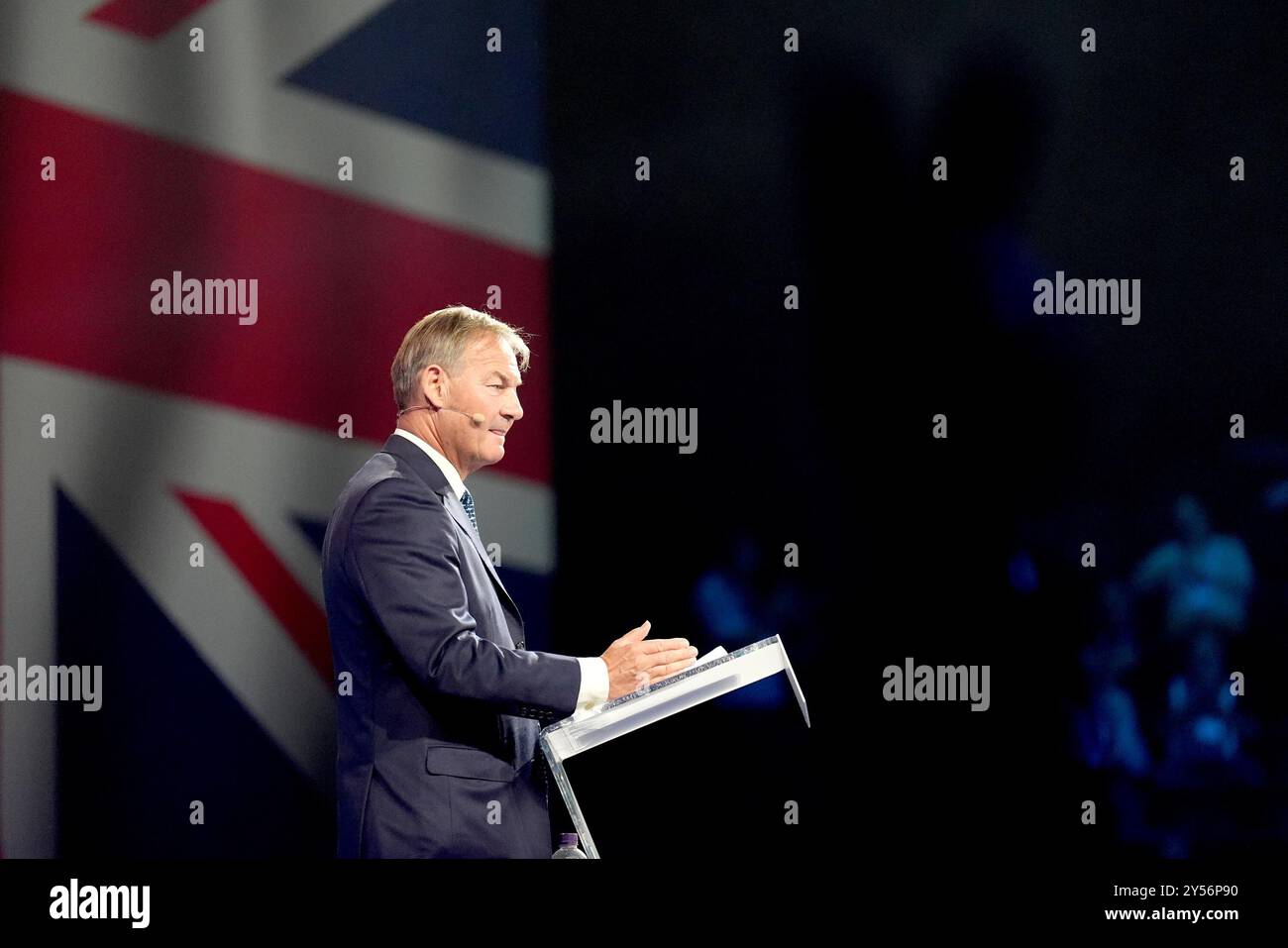 Reform UK MP Rupert Lowe speaks at the party's annual conference at the ...