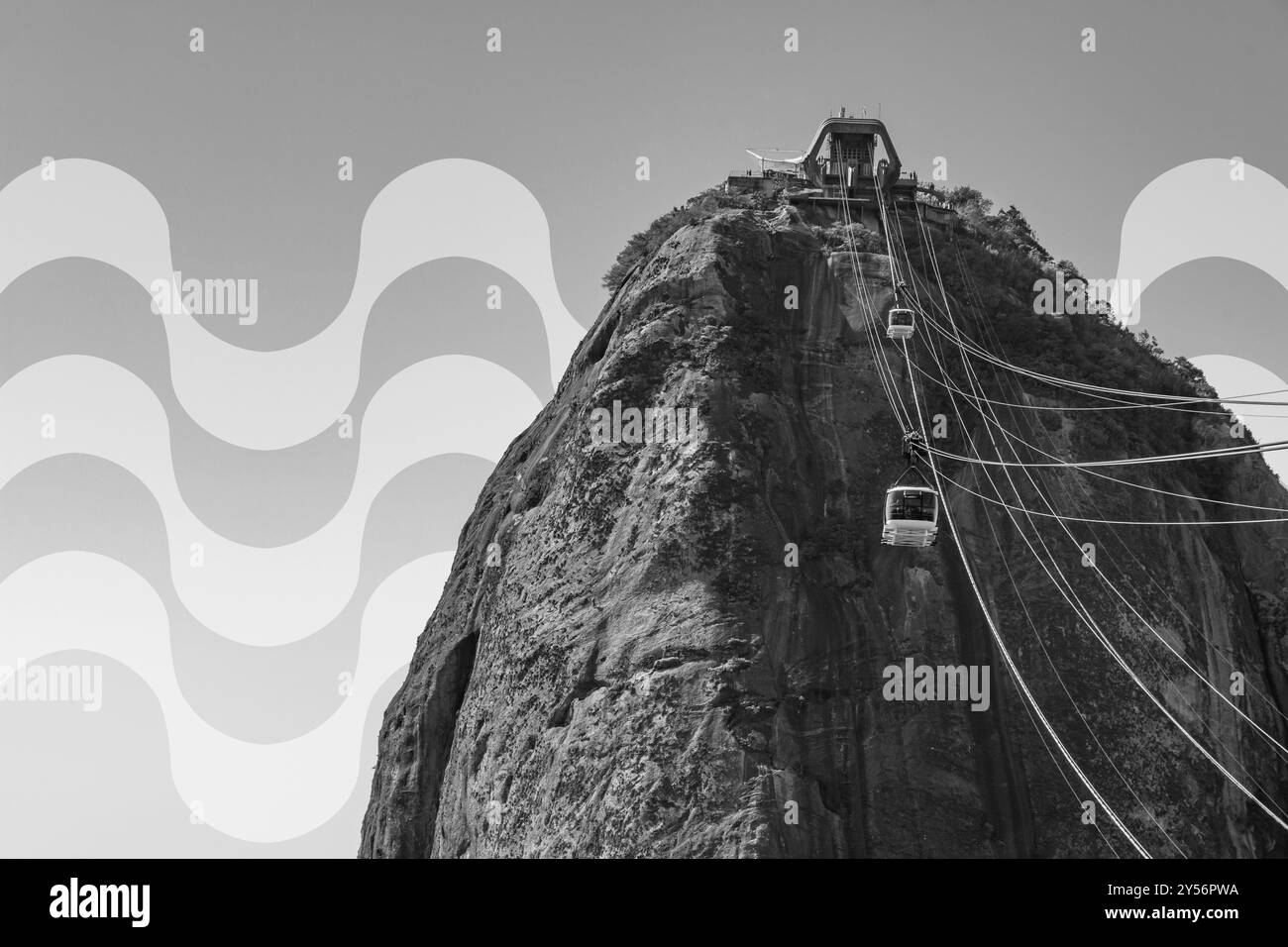 Rio de janeiro, Brazil. Sugarloaf mountain and cable cars. Copacabana ...