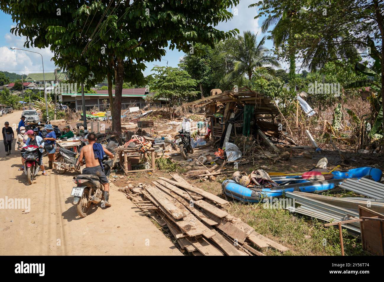 A view of a village street in Mae Yao sub-district, after the flood ...