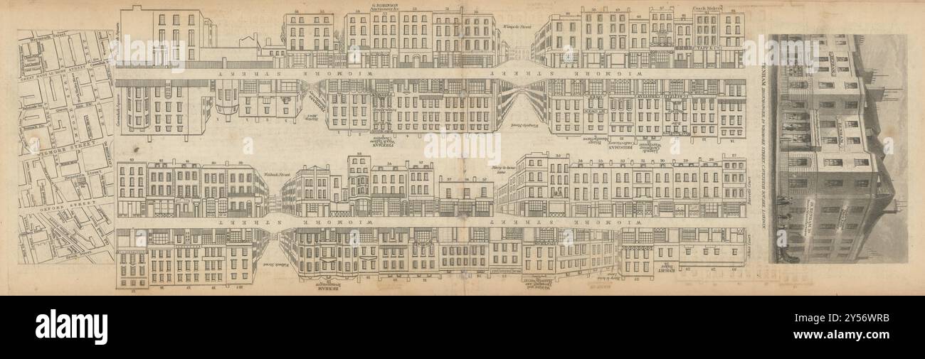 Tallis London Street View #50 Wigmore Street 1839 old antique map plan ...