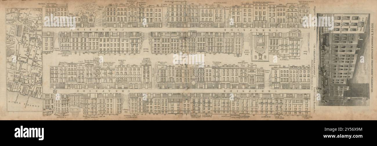 Tallis London Street View #42 Cheapside (West) 1839 old antique map ...
