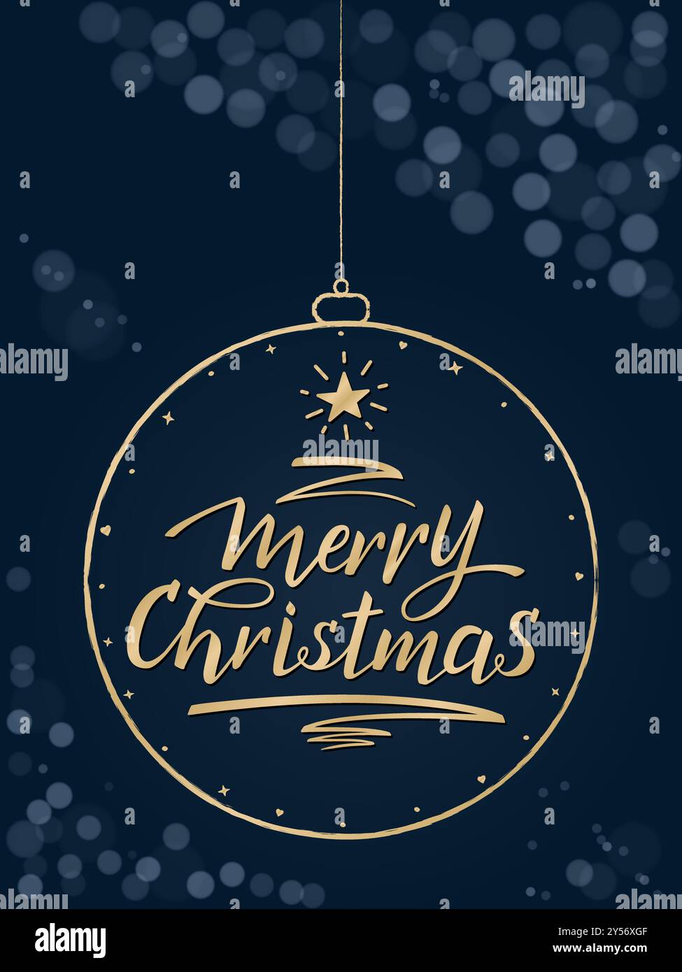 Merry Christmas greeting card. Handwritten inscription on a hanging ...