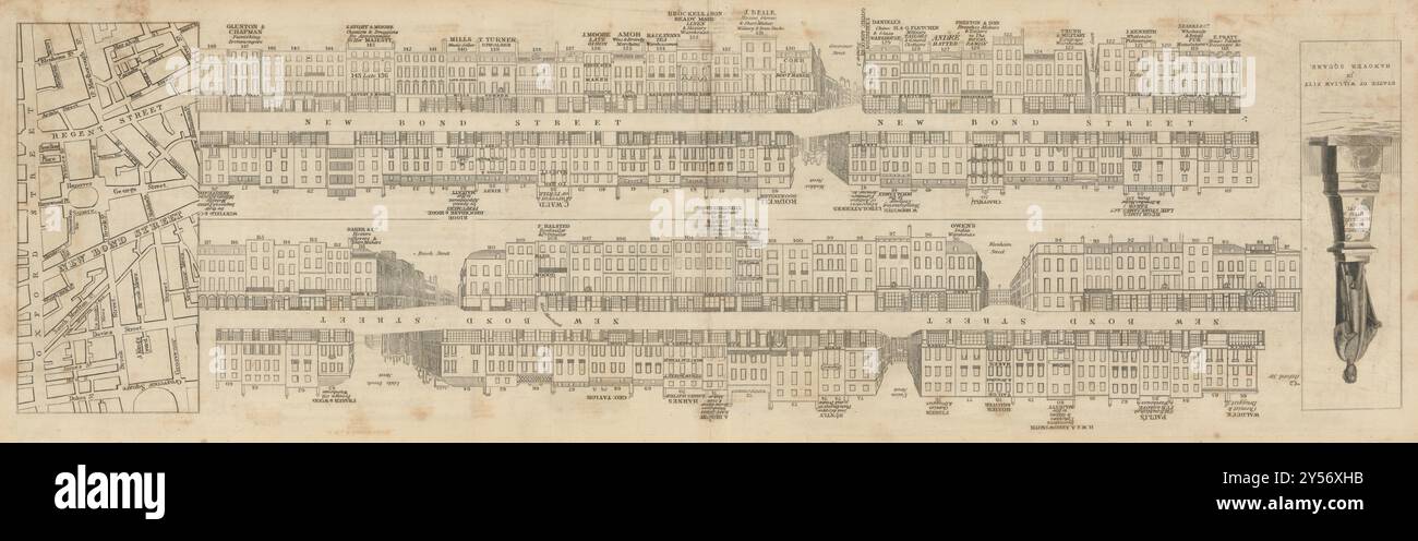 Tallis London Street View #9 New Bond Street (North) 1838 old antique ...