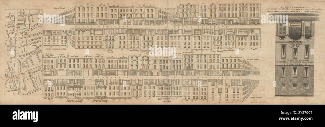 Tallis London Street View #64 Rathbone Place 1839 old antique map plan ...