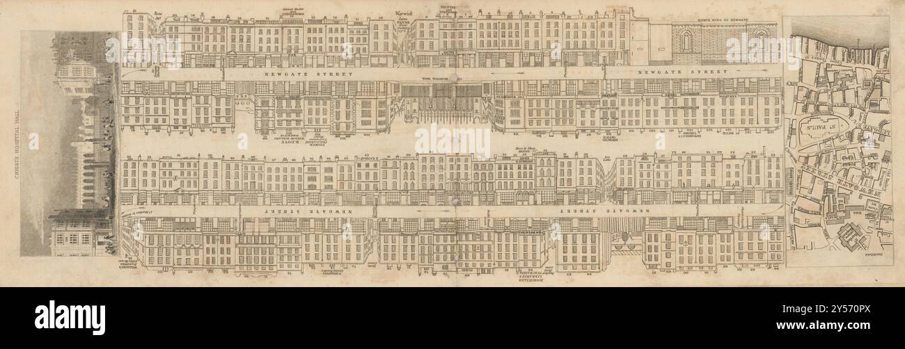 Tallis London Street View #5 Newgate Street 1838 old antique map plan ...