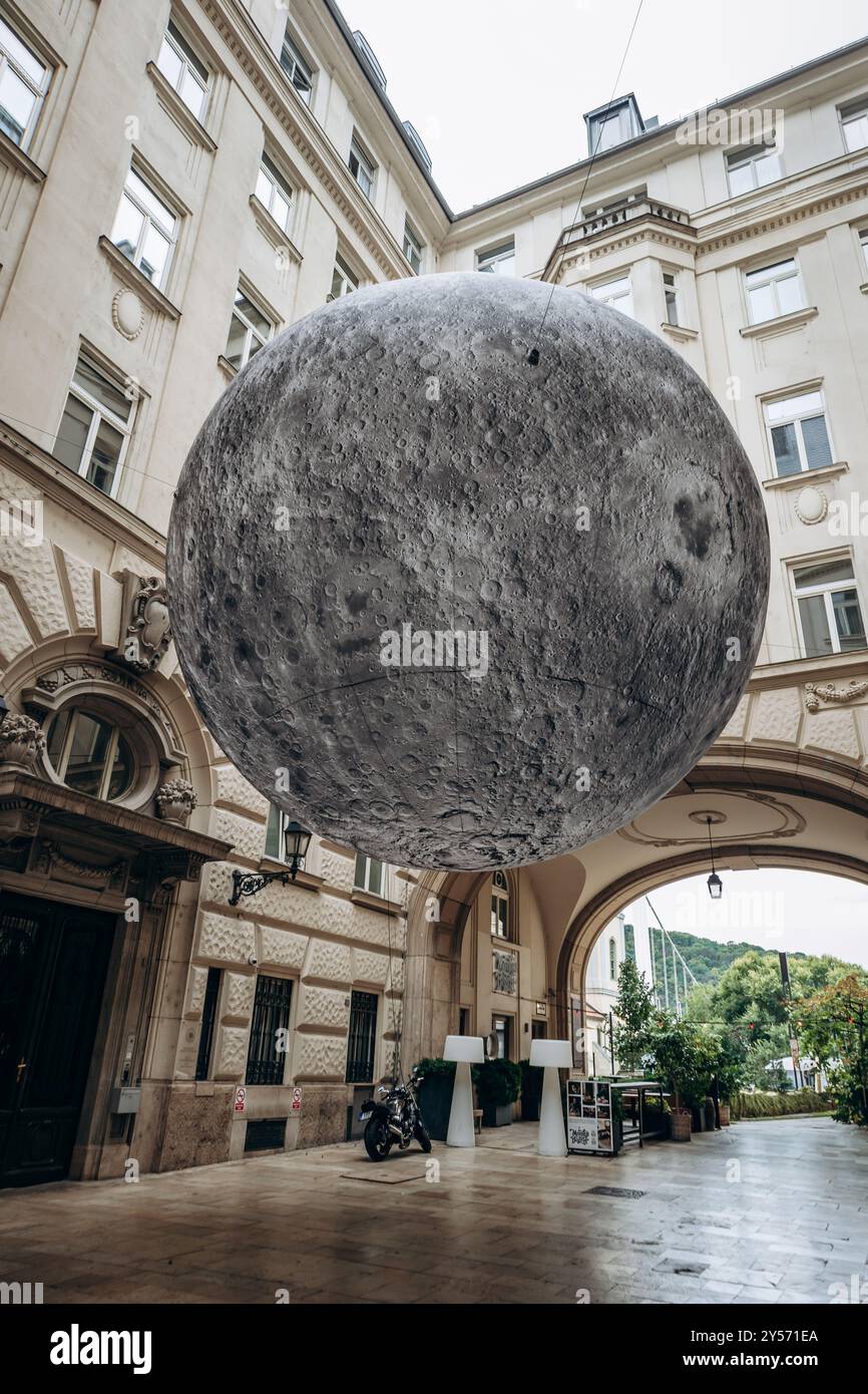 Budapest, Hungary - August 10, 2024: Giant Moon installation at the ...