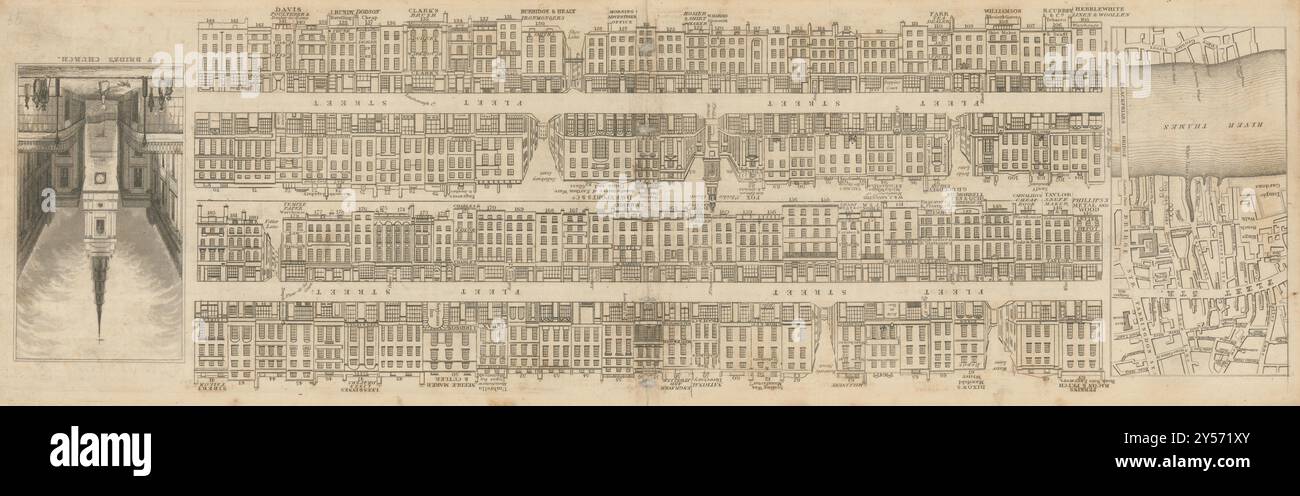 Tallis London Street View #15 Fleet Street (East) 1838 old antique map ...