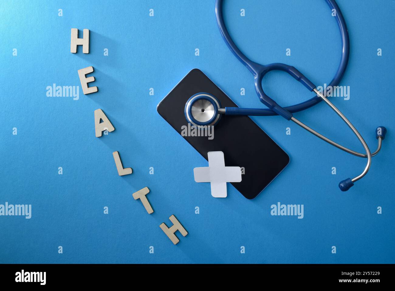Concept of health and technological support with stethoscope on ...