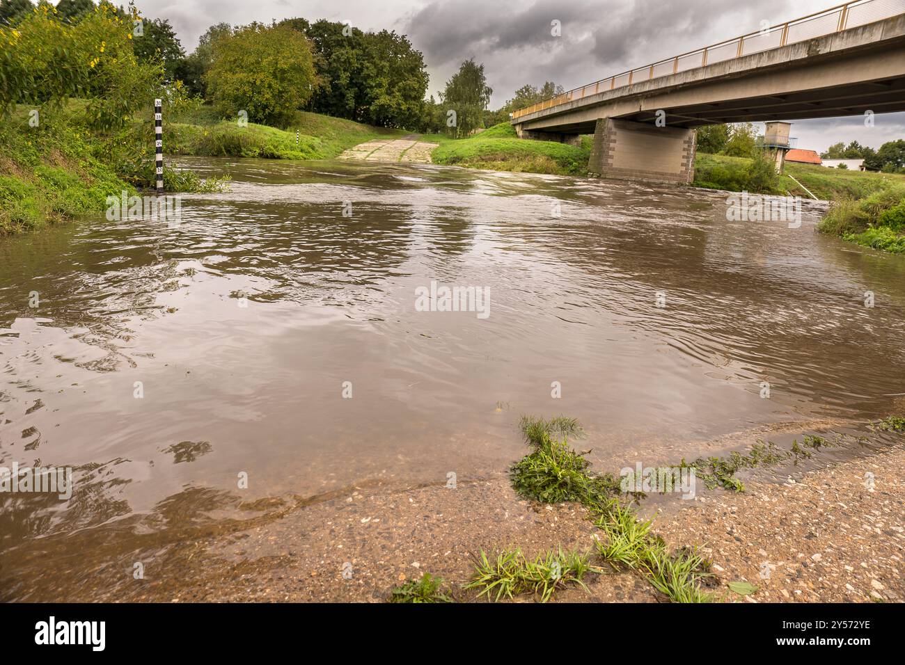Flooding in mild weather zone. Climate change concept. High water level ...