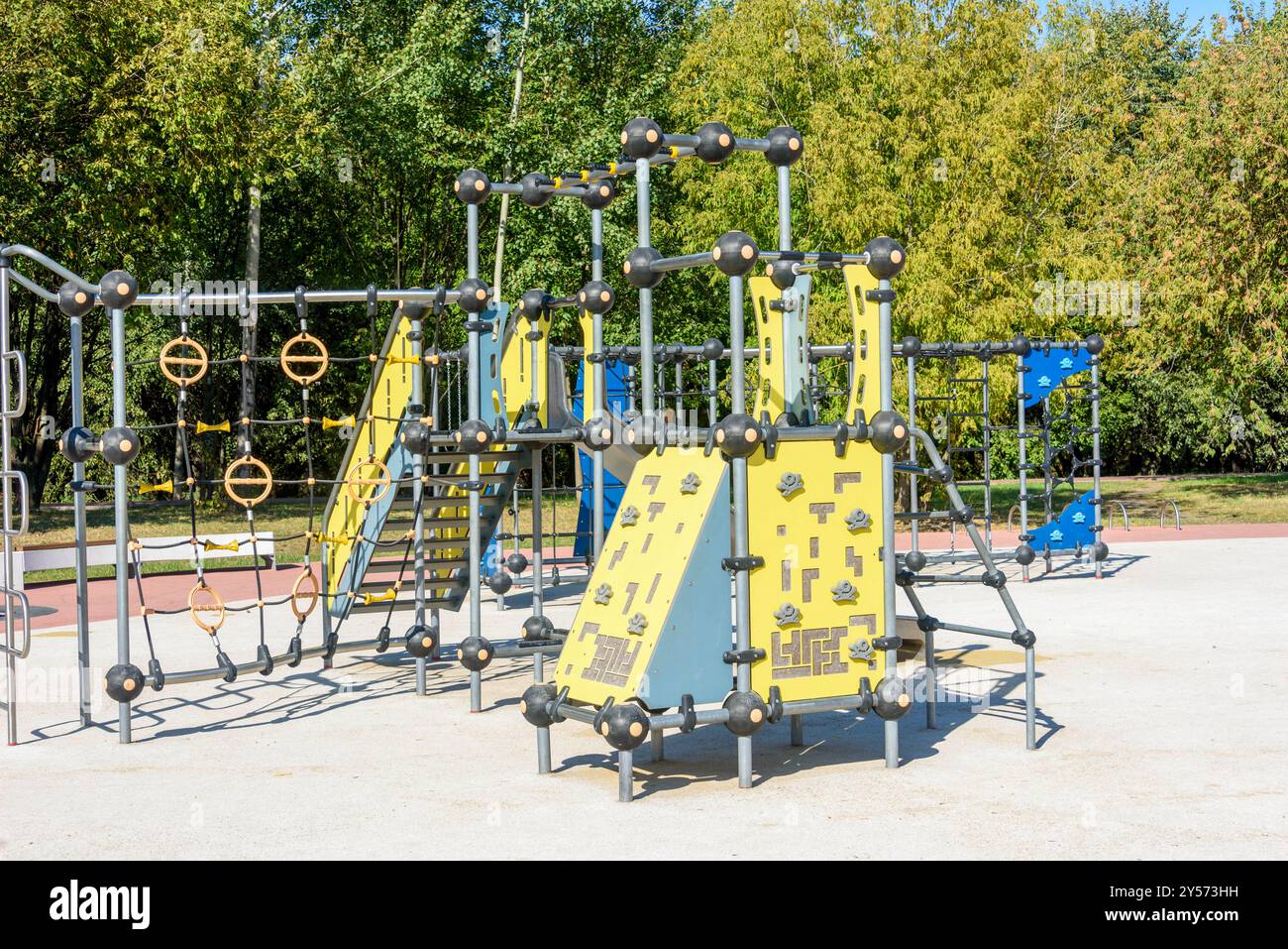 Equipment for children's physical development on the playground. Walk ...