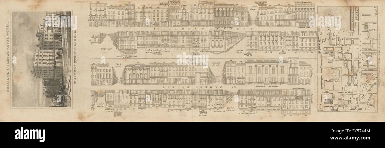 Tallis London Street View #14 St James's Street 1838 old antique map ...