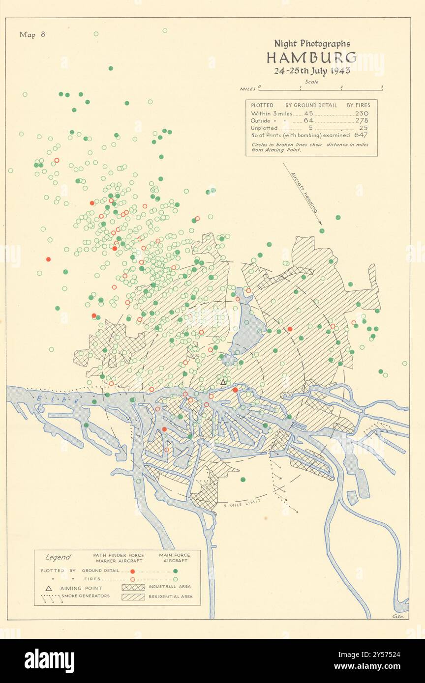 Hamburg 24-25th July 1943 RAF bombing impact assessment. World War Two ...