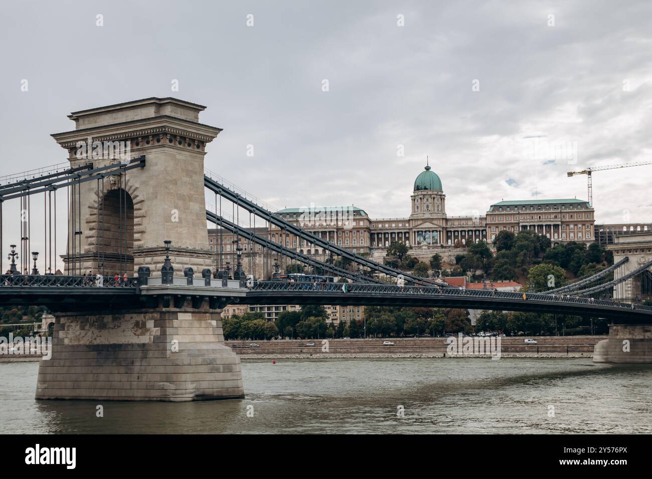 Budapest, Hungary - August 10, 2024: The Szechenyi Chain Bridge, spans ...