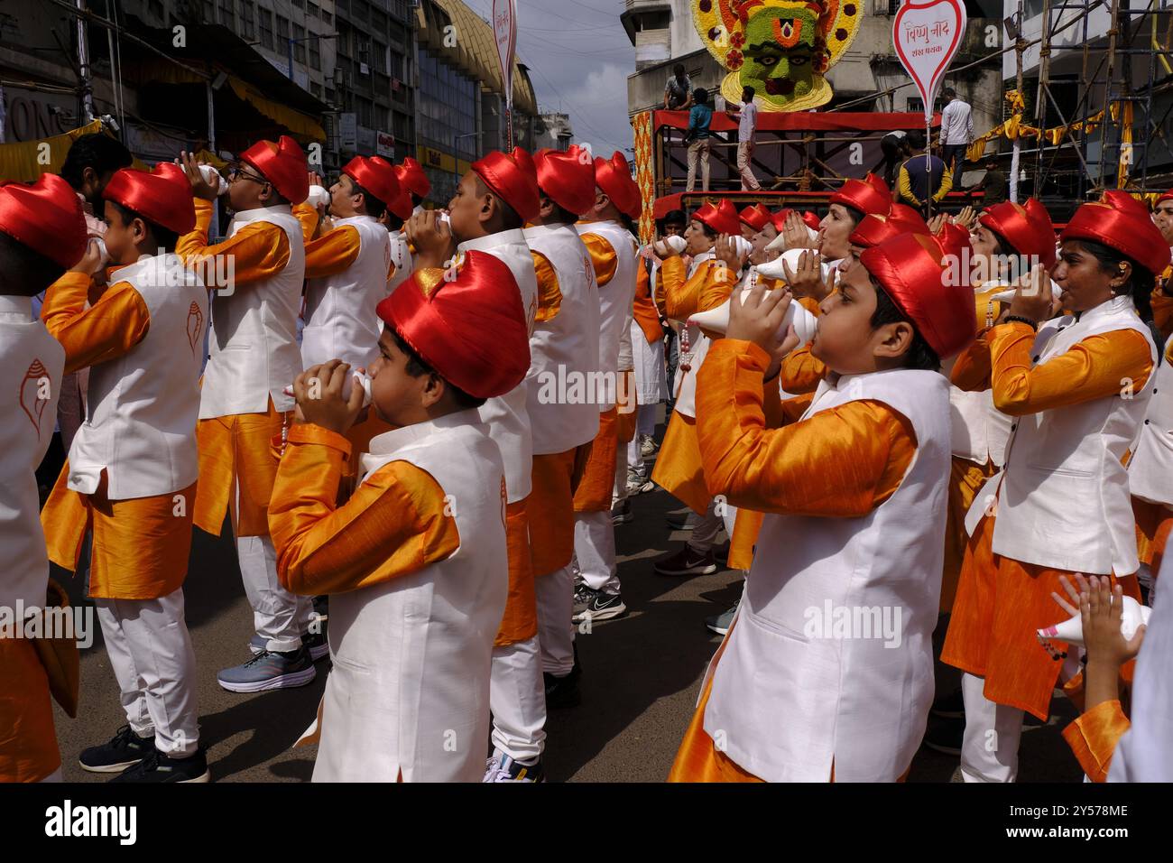 Pune, India - September 17, 2024, Shankhnaad, performs with hundreds of ...
