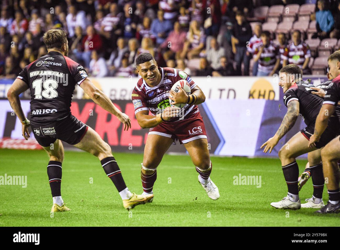 Wigan, England. 19th September 2024 - Patrick Mago of Wigan Warriors in ...