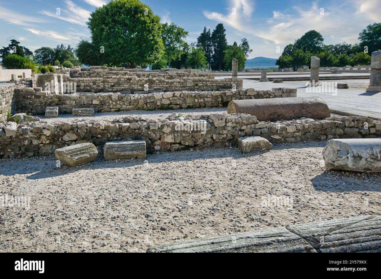 Ancient monumental columns in the Archaeological Museum in Zadar Stock ...