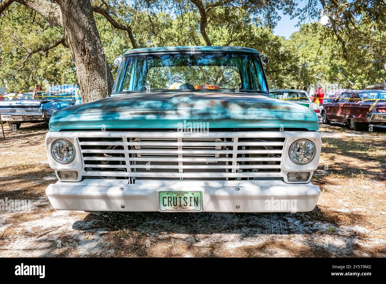 Gulfport, MS - October 02, 2023: Low perspective front view of a 1967 ...