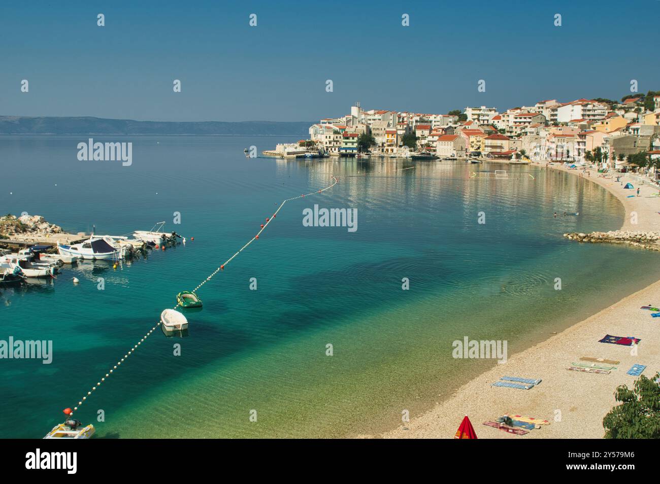 The town and beach in Igrane on the Makarska Riviera in Croatia Stock ...
