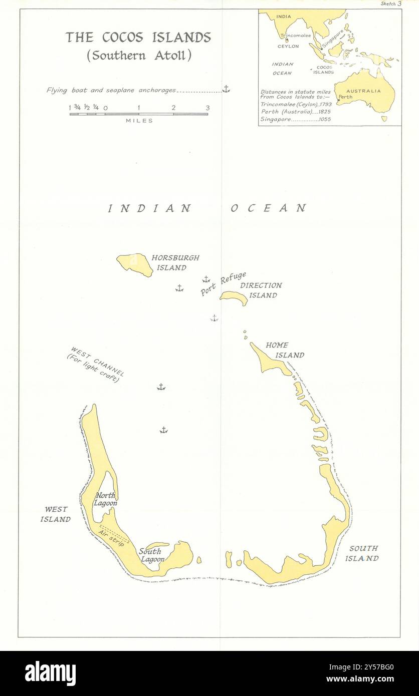 Cocos Islands Southern Atoll 1945. Seaplane anchorages. World War Two ...