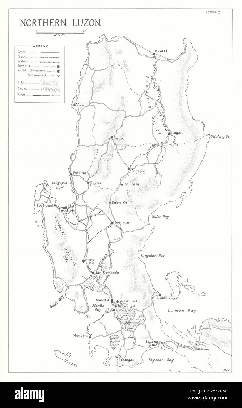 Northern Luzon, Philippines 1945. World War Two 1969 old vintage map ...