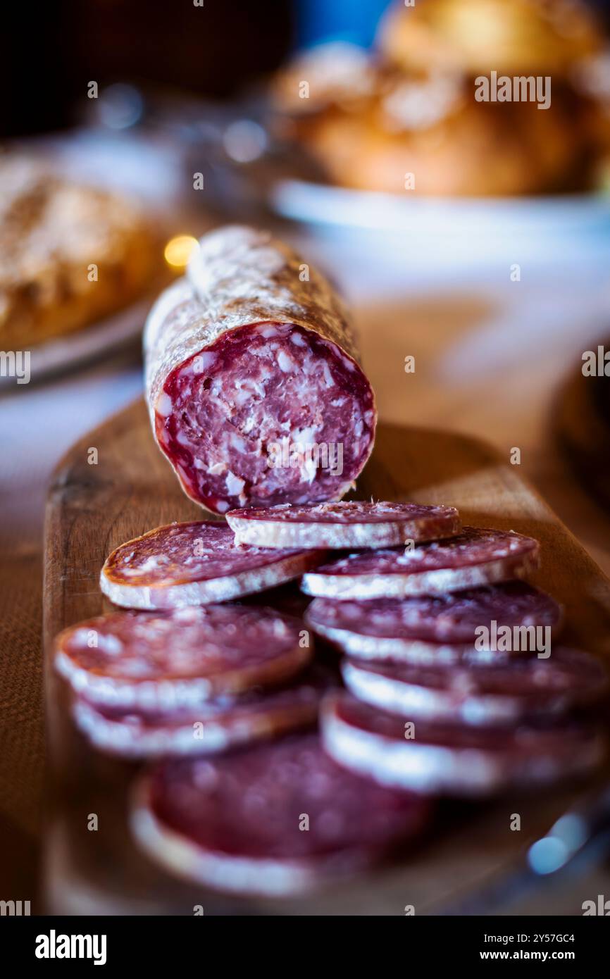 Italian sliced Salami, a tradition in any meal Stock Photo - Alamy