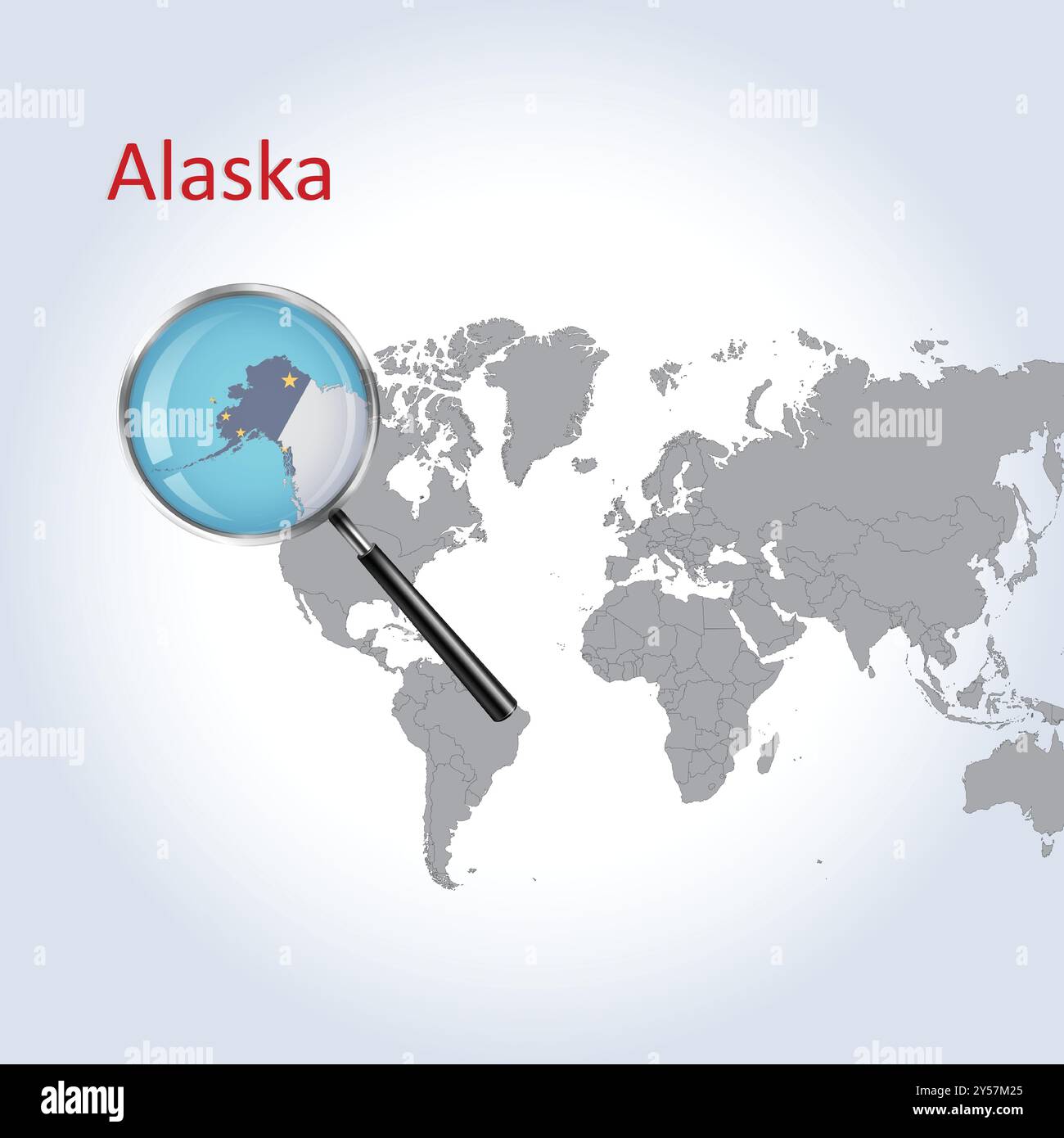 Alaska Magnified Map with the Flag, Alaska Enlargement of Maps Vector ...