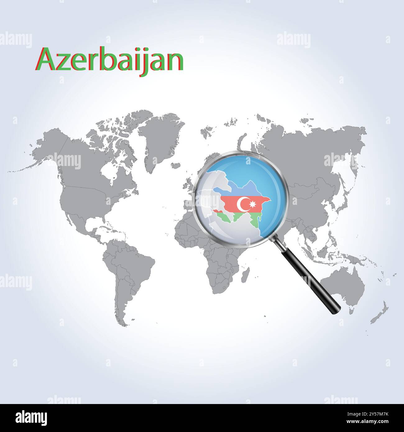 Azerbaijan Magnified Map and Flag, Azerbaijan Enlargement Maps, Vector ...