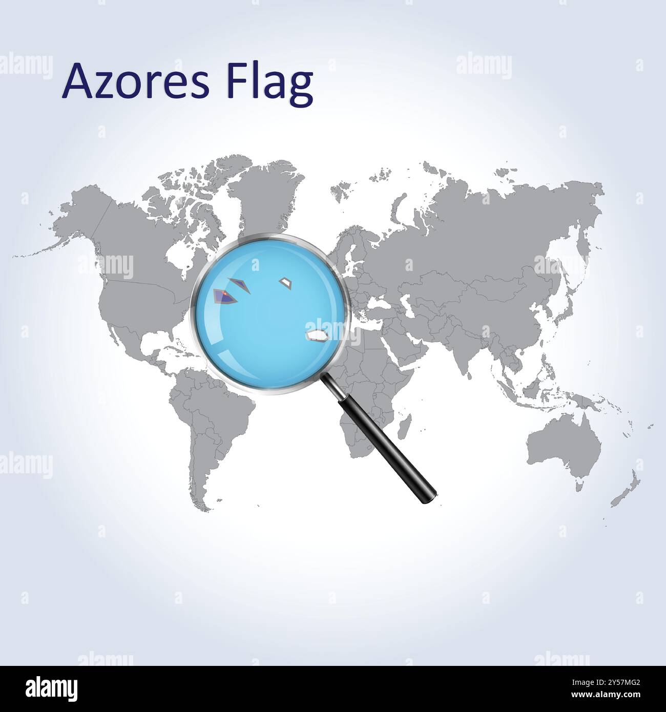 Azores Magnified Map and Flag, Azores Enlargement Maps, Vector Art ...