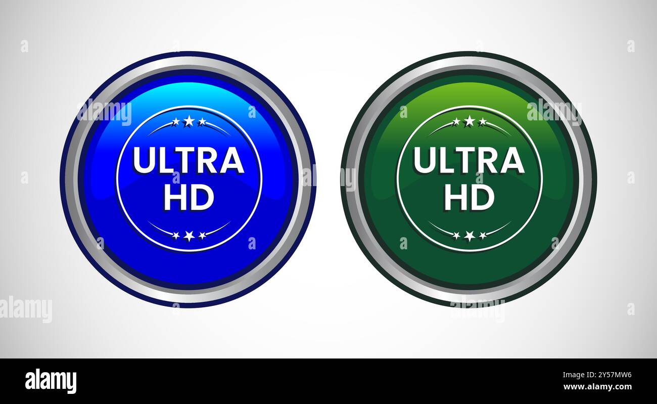 High Definition TV Icon Button Set Design Illustration Stock Vector ...