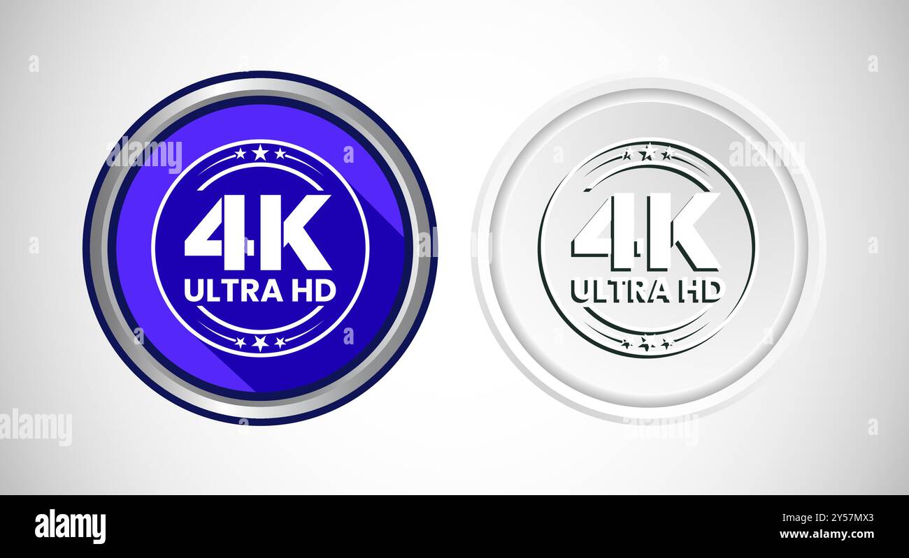 4K Ultra HD Video Resolution Icon Button Set Design Illustration, High ...