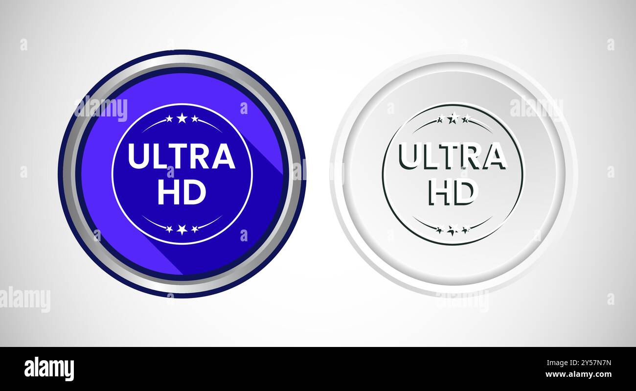 High Definition TV Icon Button Set Design Illustration Stock Vector ...