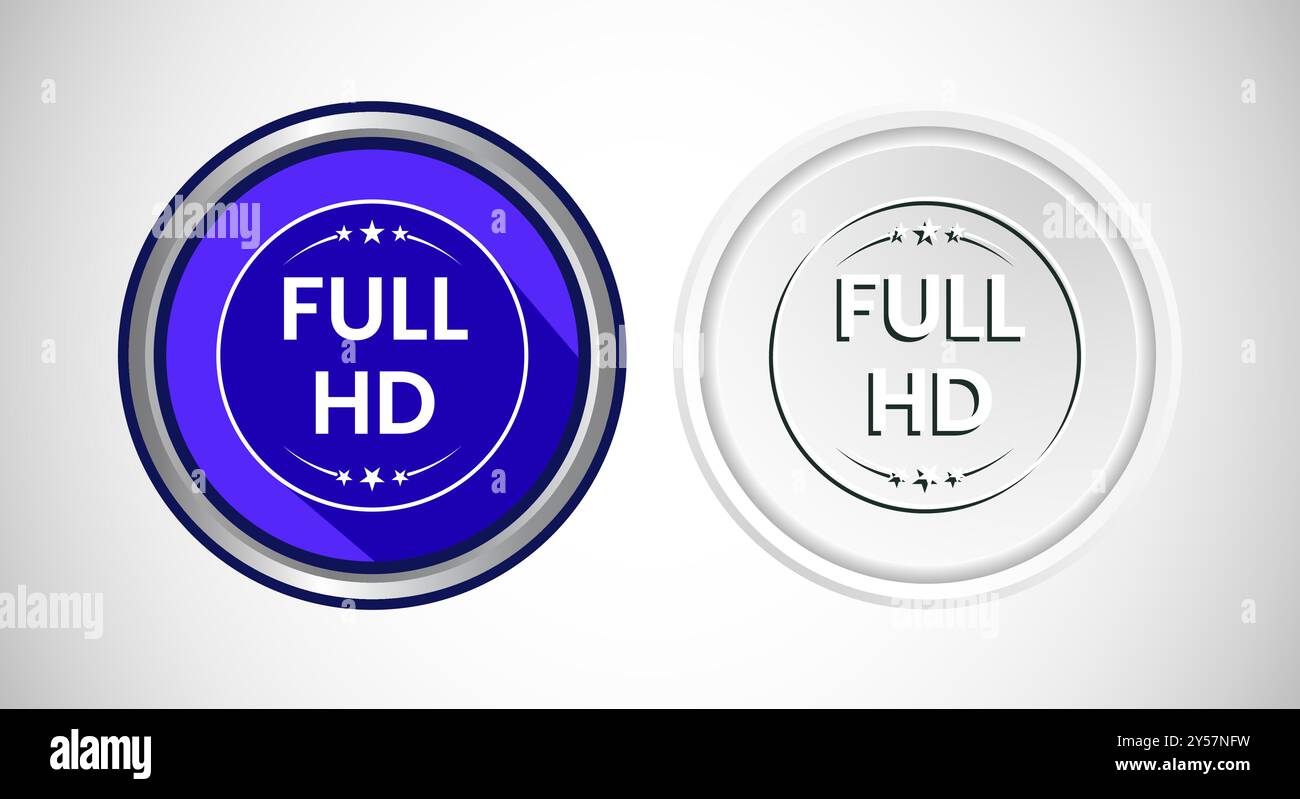 High Definition TV Icon Button Set Design Illustration Stock Vector ...