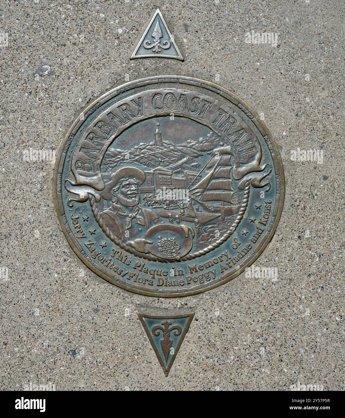 Pavement plaque on The Barbary Coast Trail Stock Photo - Alamy