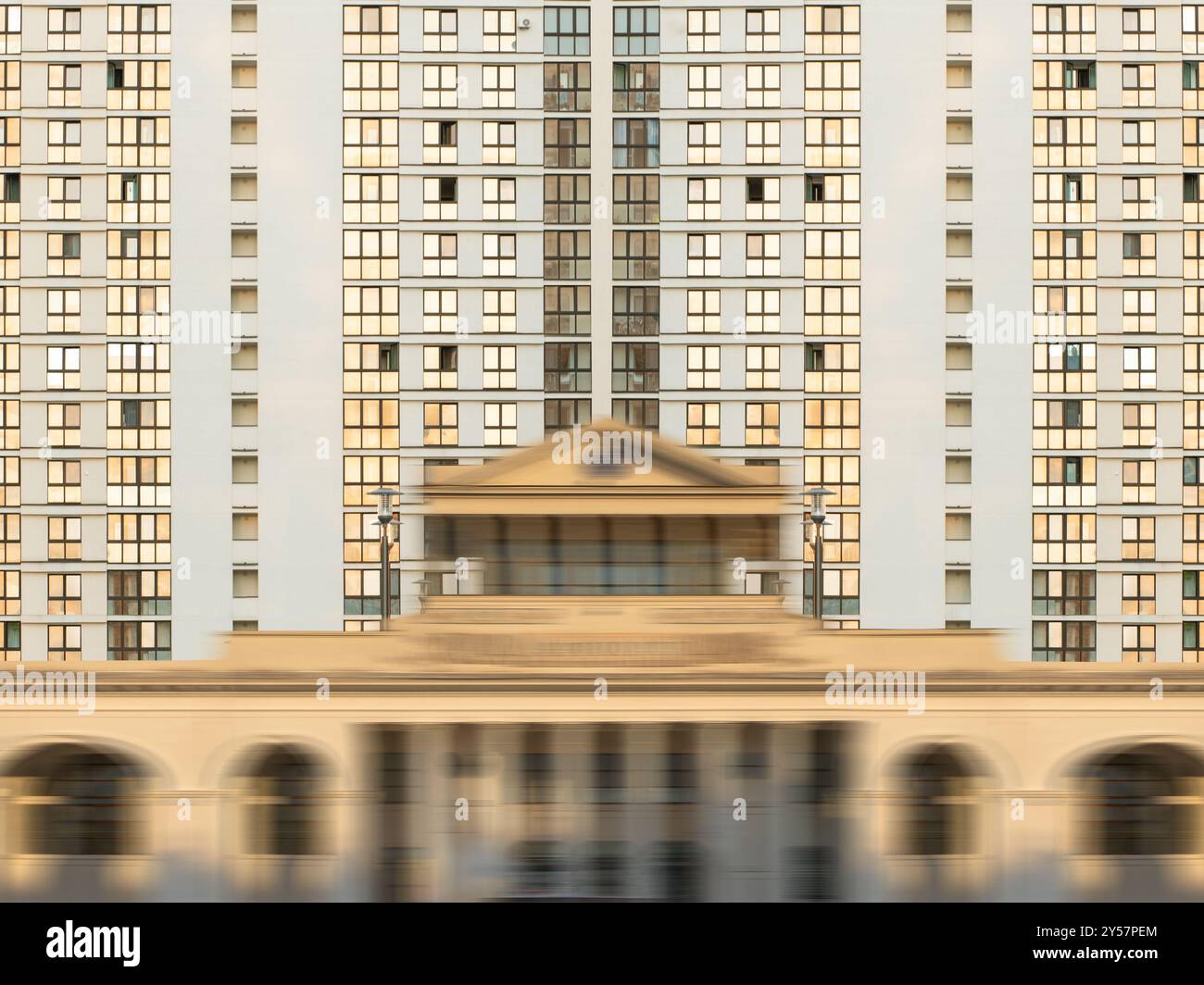 Old vs new building architecture concept. Historical house next to ...