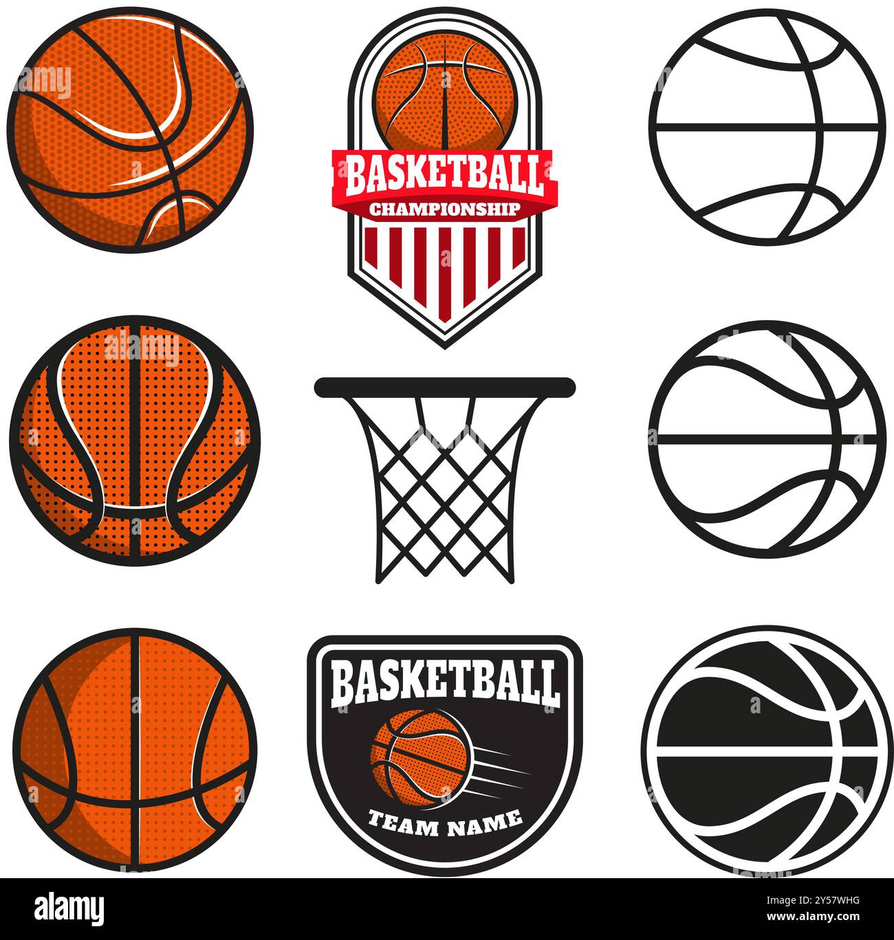 Set of basketball labels and logos and design elements for basketball ...