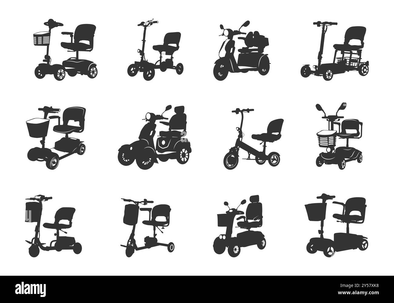 Mobility scooter silhouette, Mobility scooter vector bundle, Mobility ...