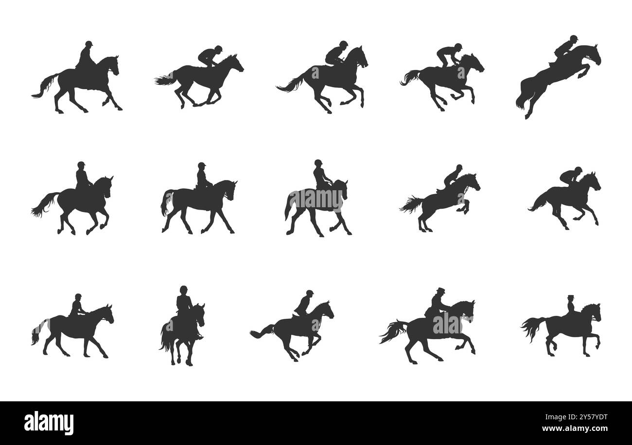 Horseback riding clipart Black and White Stock Photos & Images - Alamy