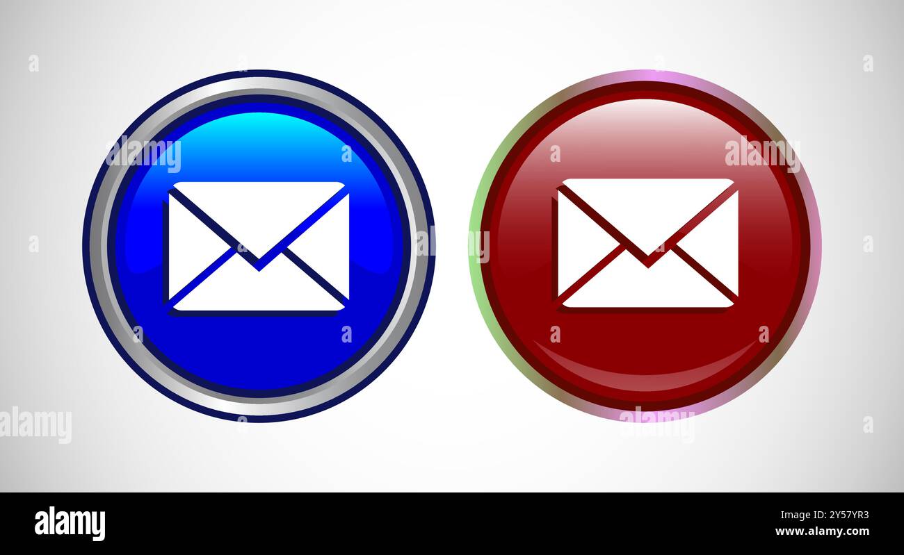 Envelope Email Icon Rounded Button Design Illustration Stock Vector ...