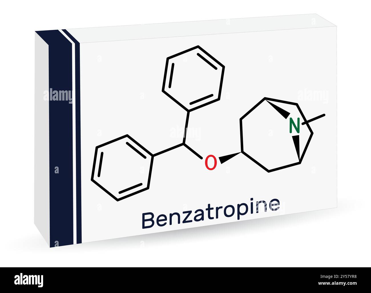 Benztropine molecule. It is used to treat Parkinson's disease. Skeletal ...