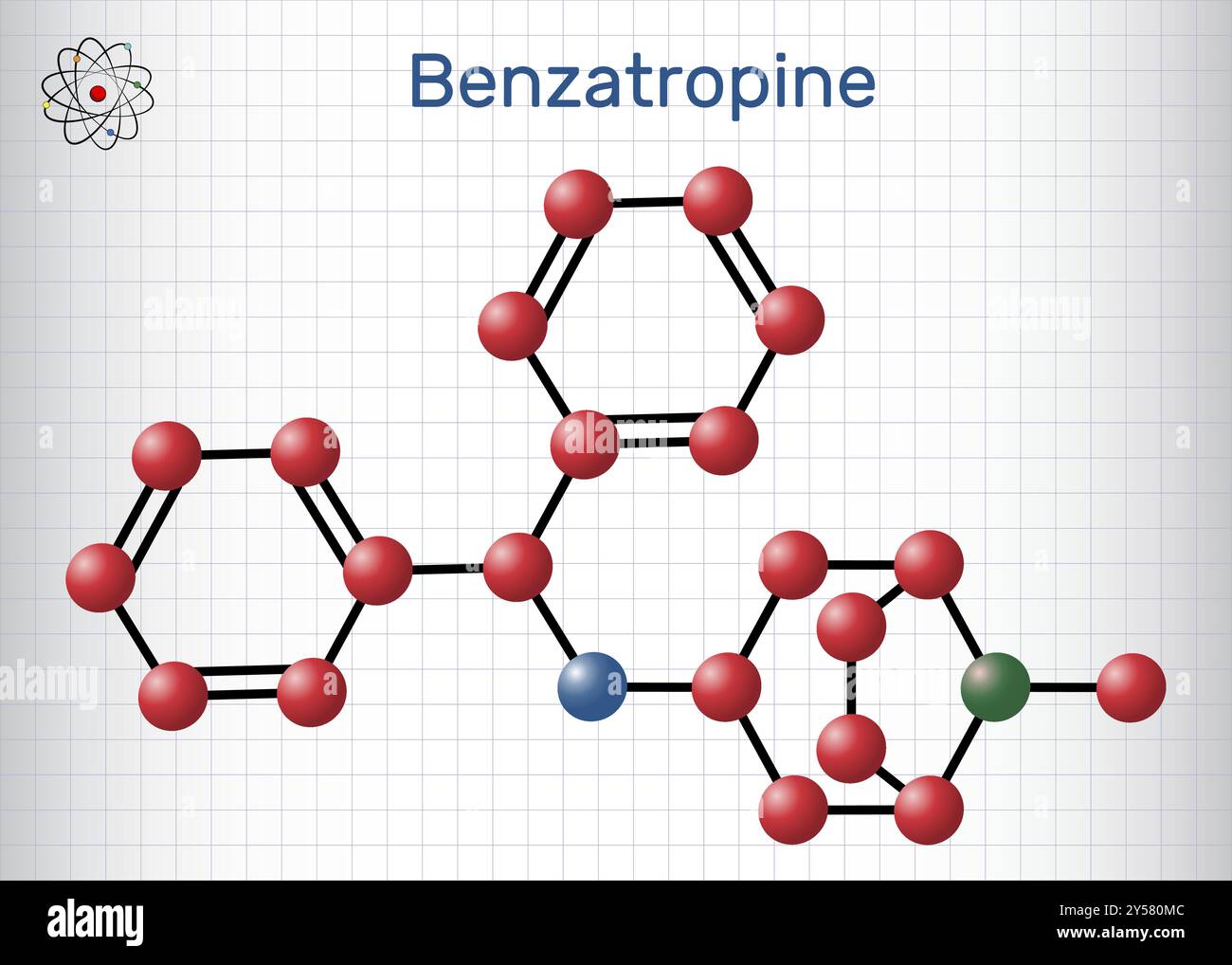 Benztropine molecule. It is used to treat Parkinson's disease. Molecule ...