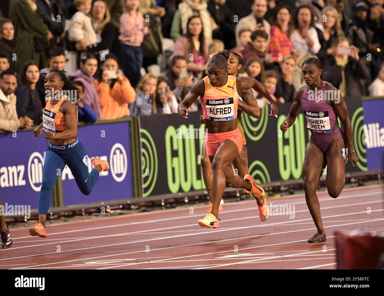 Julien Alfred of Saint Lucia and Dina Asher-Smith of Great Britain ...