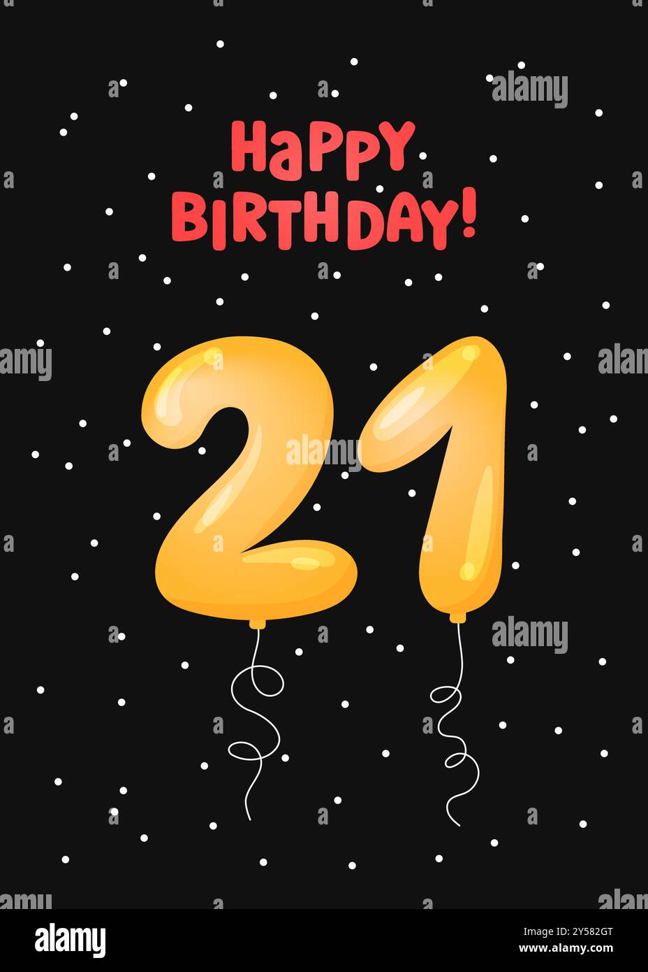 Happy Birthday 21 years greeting card design. Vector illustration ...