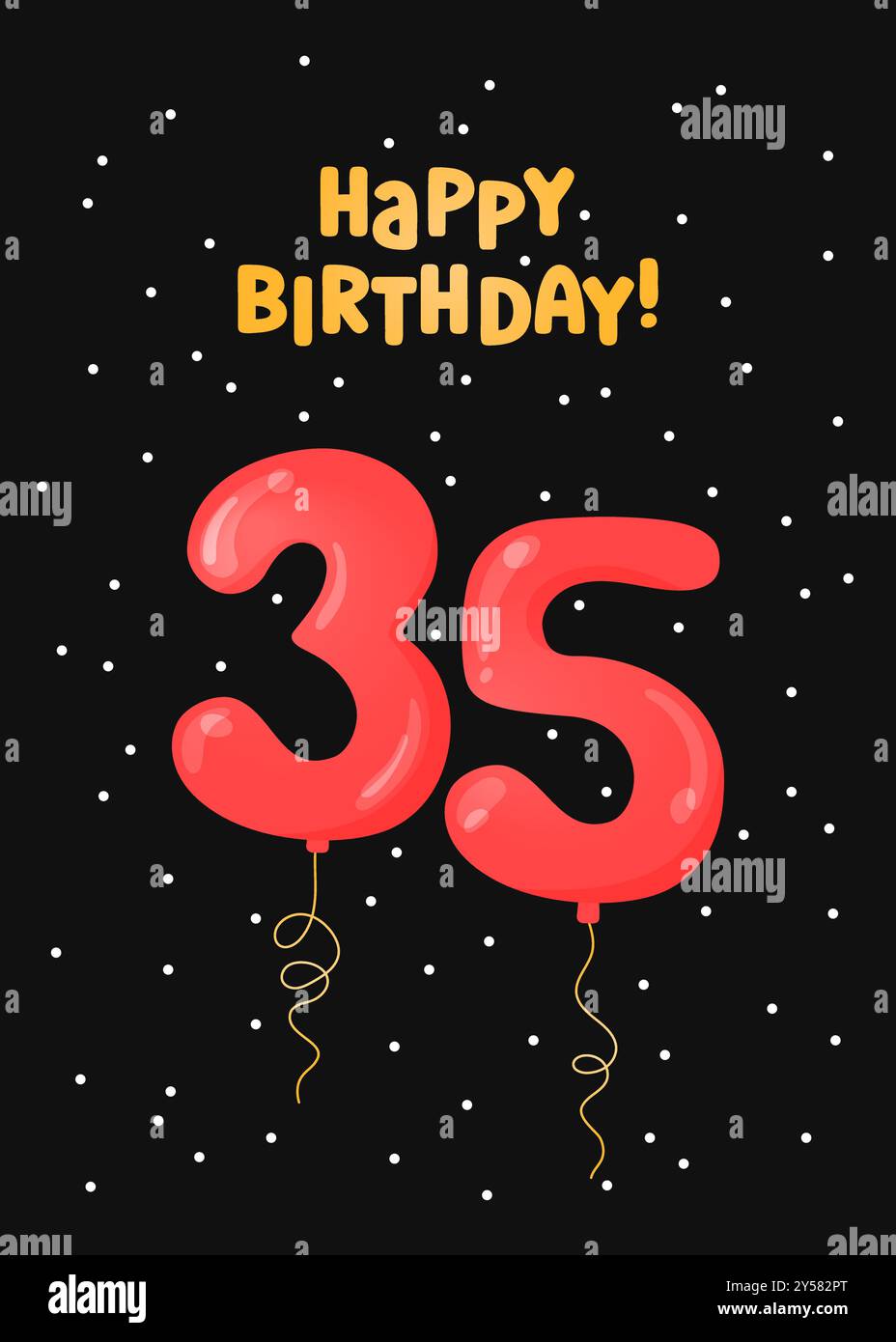 Happy Birthday 35 years greeting card design. Vector illustration ...
