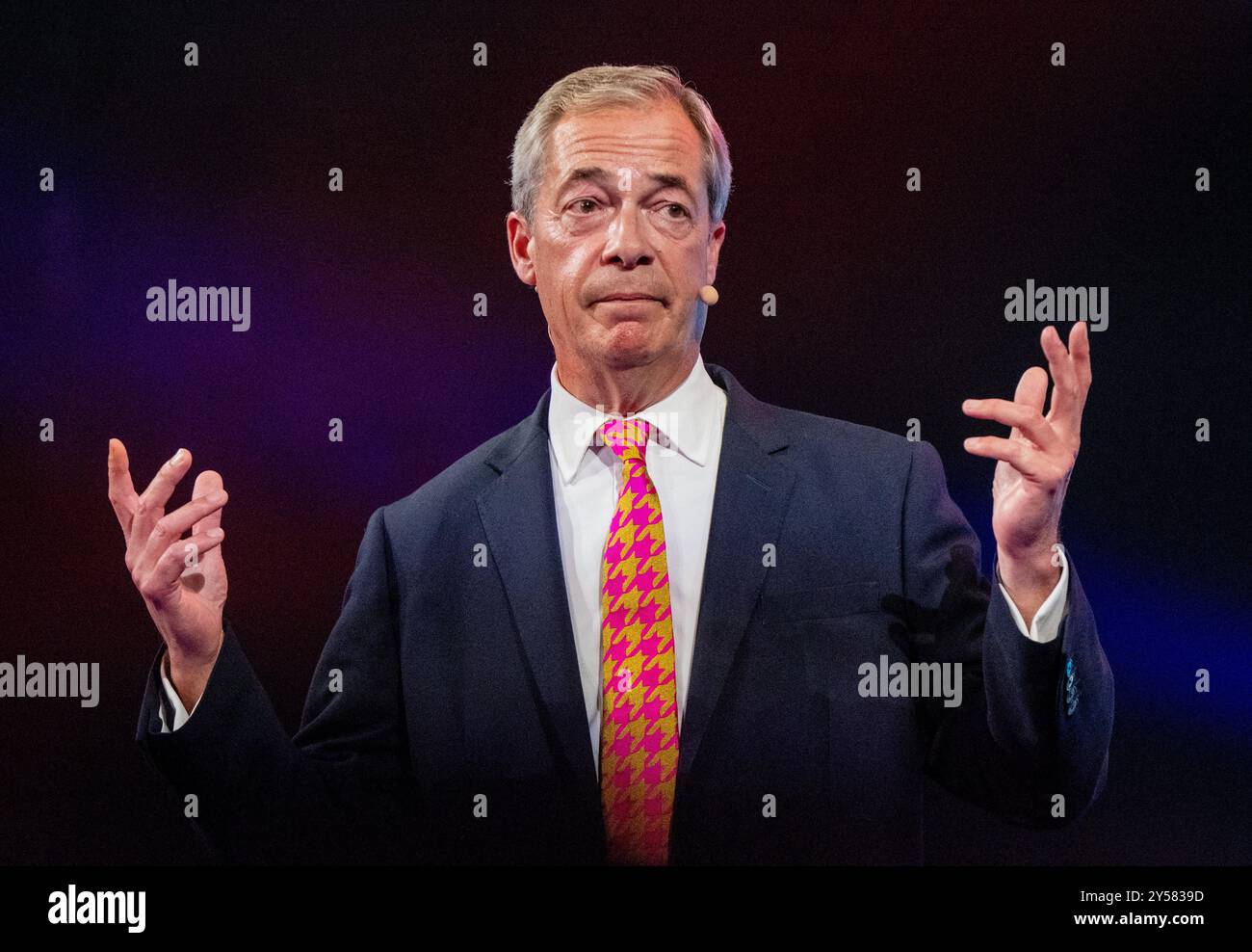 Nigel Farage leaders speech REFORM UK. The speech ended with fireworks ...