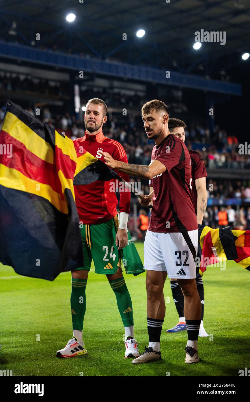 PRAGUE, CZECH REPUBLIC - SEPTEMBER 18: Vojtech Vorel, Matej Rynes of AC ...